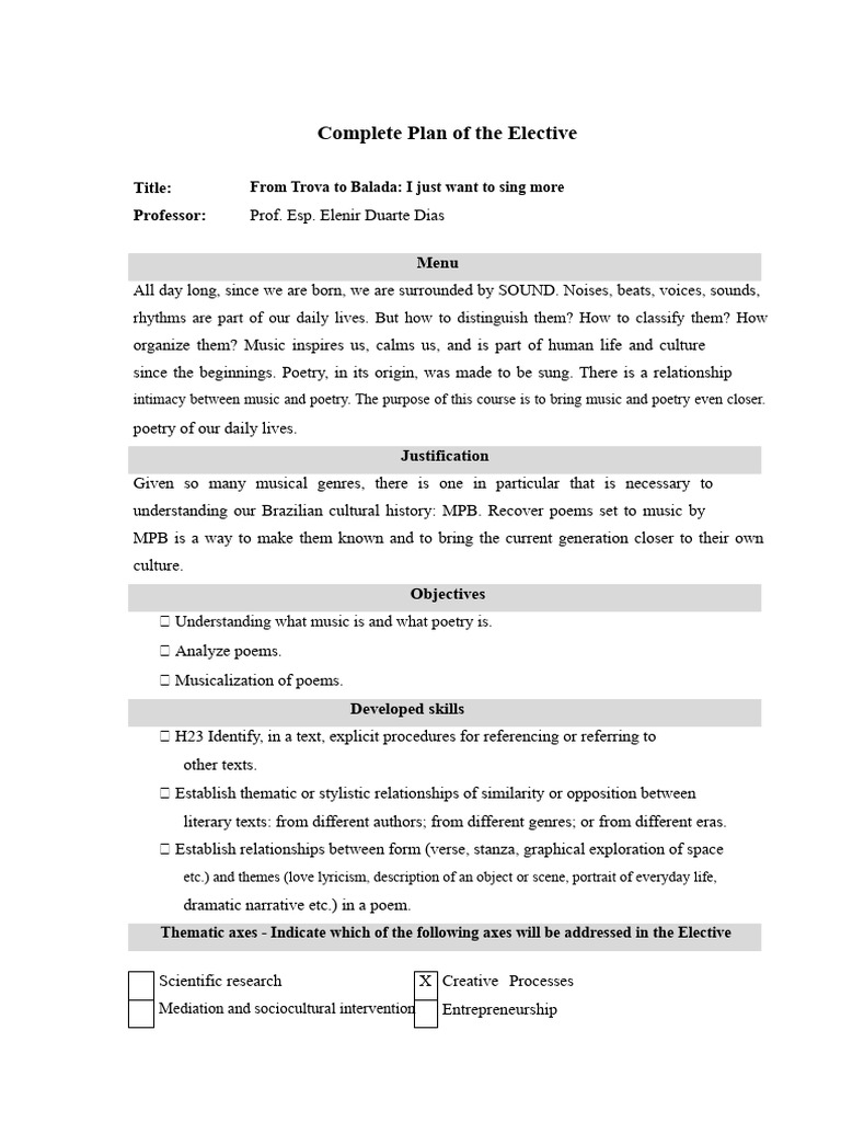 Music and Poetry - Electives | PDF | Poetry | Genre