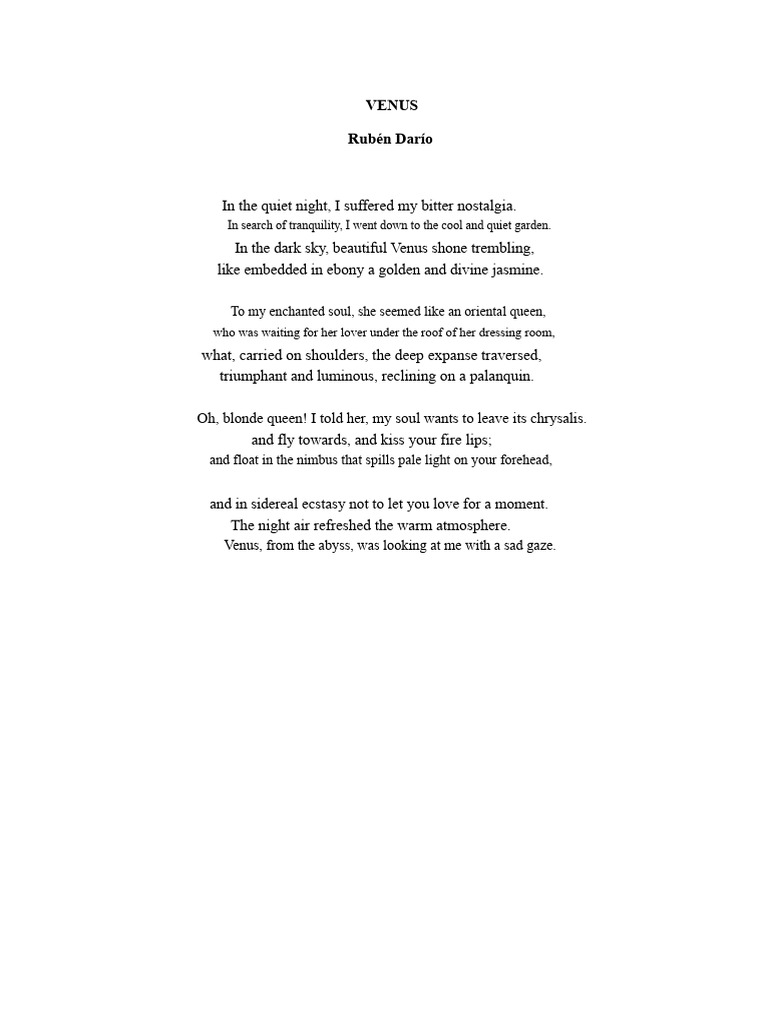 Poem Venus by Rubén Darío | PDF