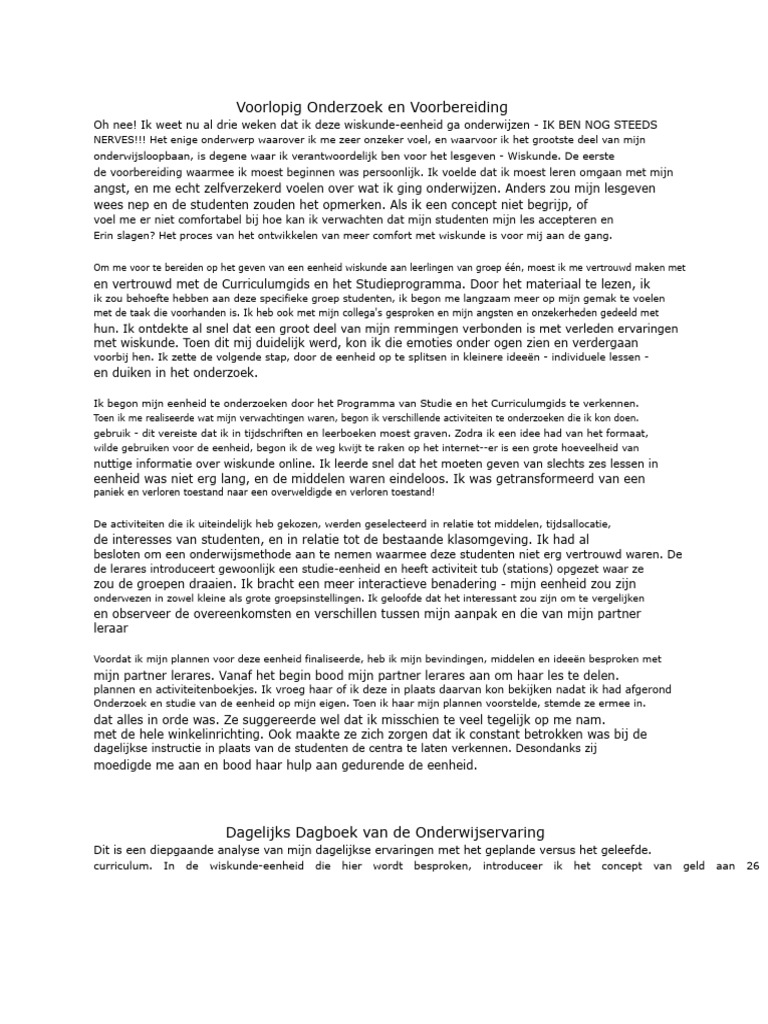 dagelijks dagboek van lesgeven voorbeeld.docx | PDF
