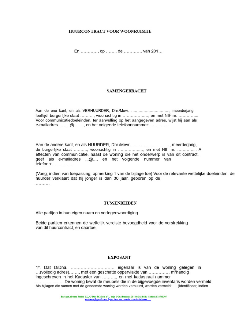 Huurovereenkomst Woning Mod. 2014 | PDF