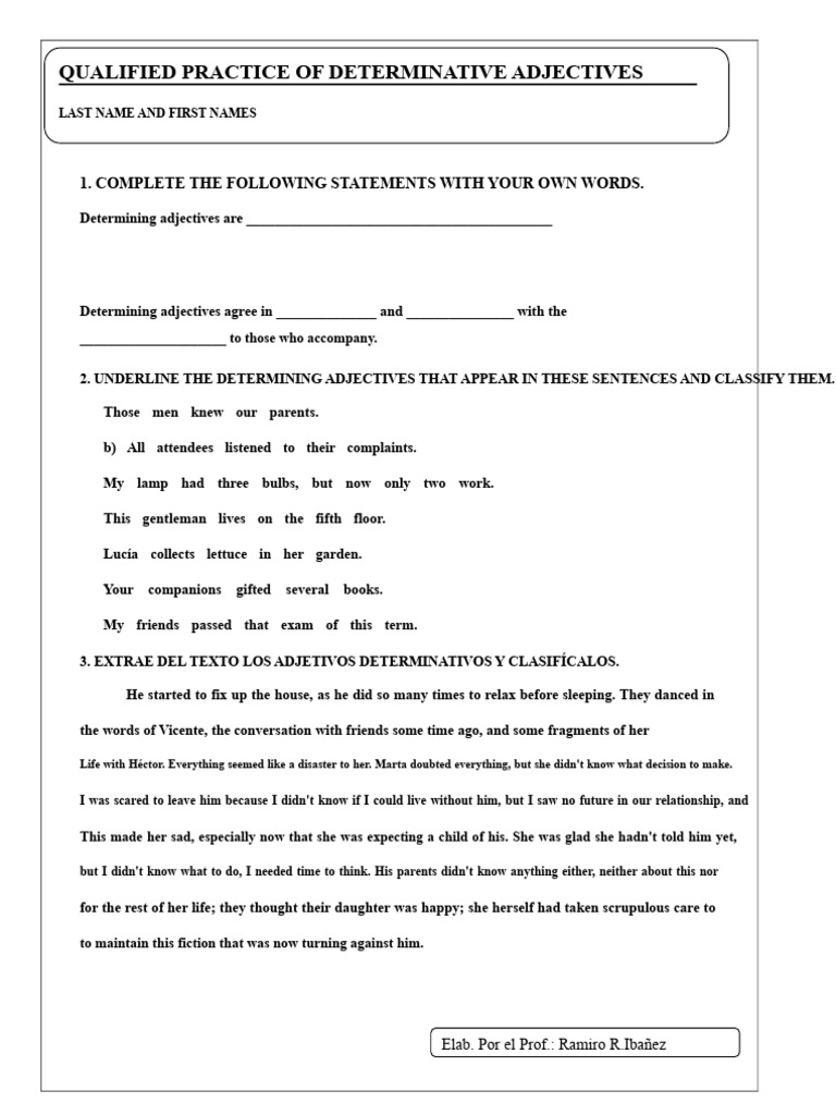 Qualifying Adjectives - Worksheet | PDF