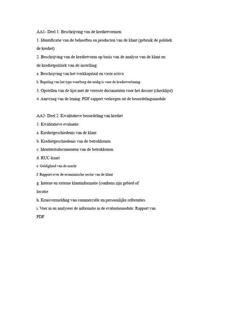 AA1 Evaluatie Van Kredieten | PDF