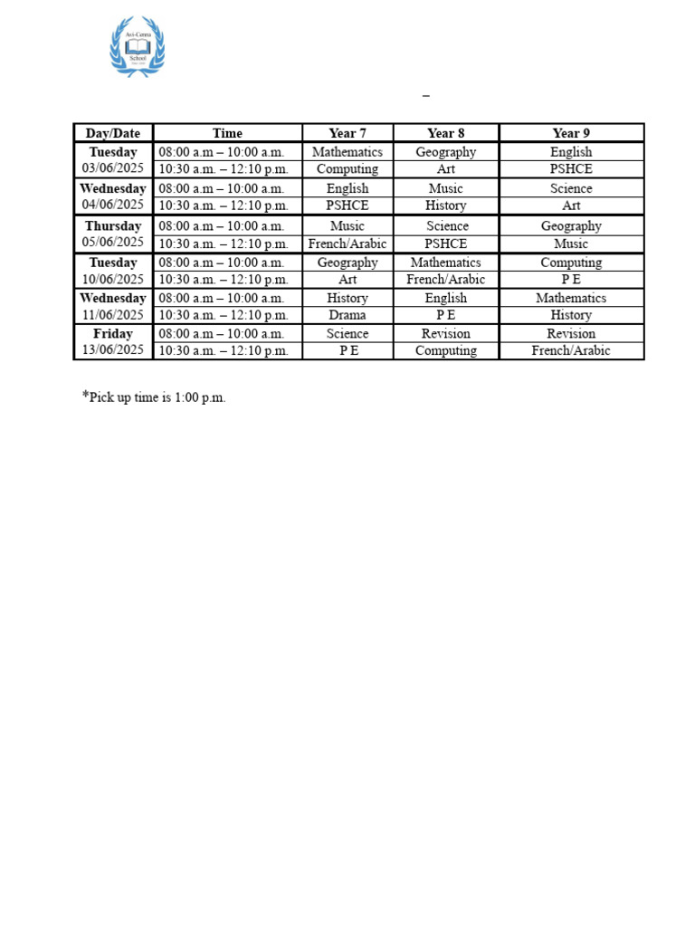 Term 3 Ks3 Exam Timetable | PDF