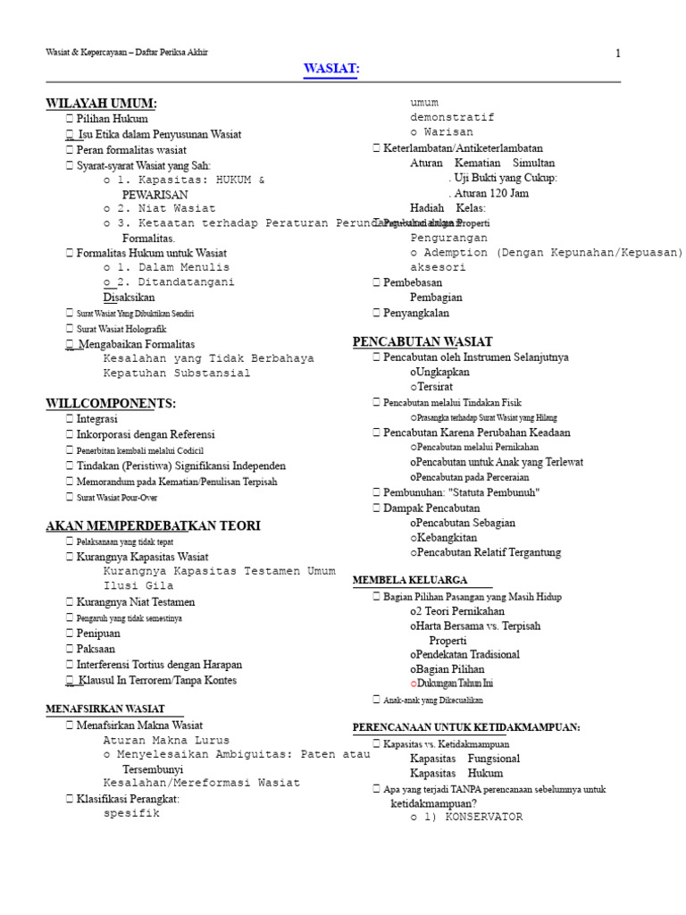 Daftar Periksa Surat Wasiat | PDF