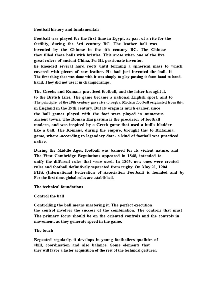Football History and Fundamentals | PDF | Athletic Sports | Sport Variants