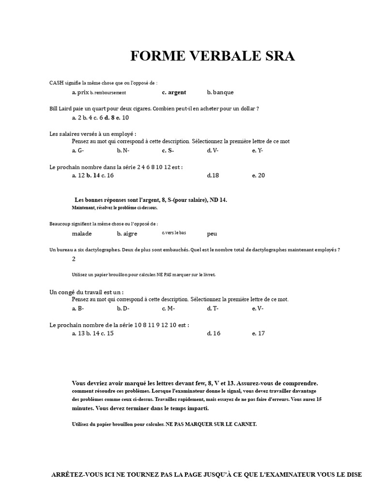 Questions de logique et vocabulaire | PDF