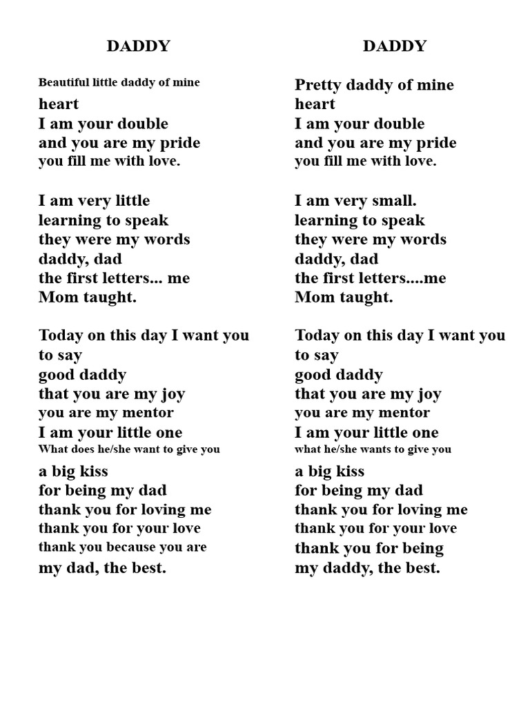 Heartfelt Poem for Daddy | PDF