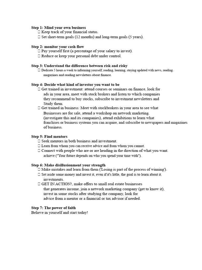 The 7 Steps To Find The Financial Fast Track - The Cash Flow Quadrant | PDF