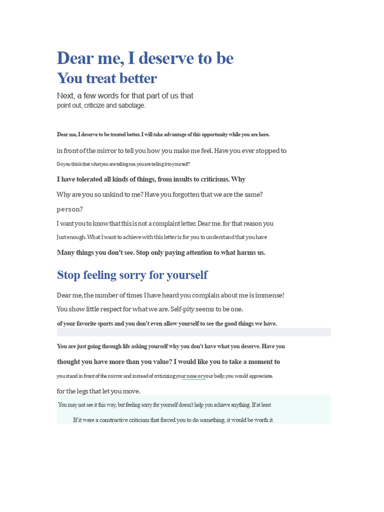 Dear Me, Letter | PDF