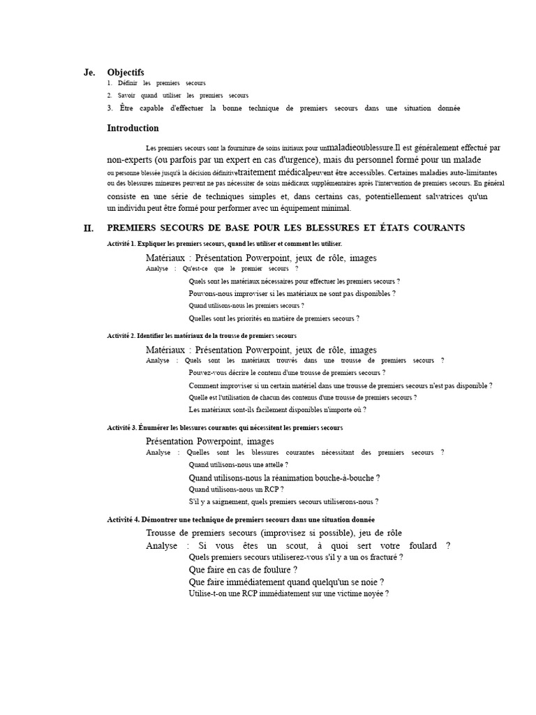 Cours de Secourisme Complet PDF | PDF | Premiers secours | Réanimation ...