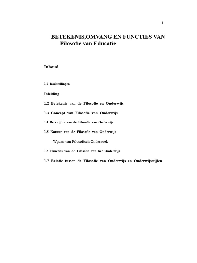 Betekenis, Omvang en Functies Van de Filosofie Van Onderwijs | PDF