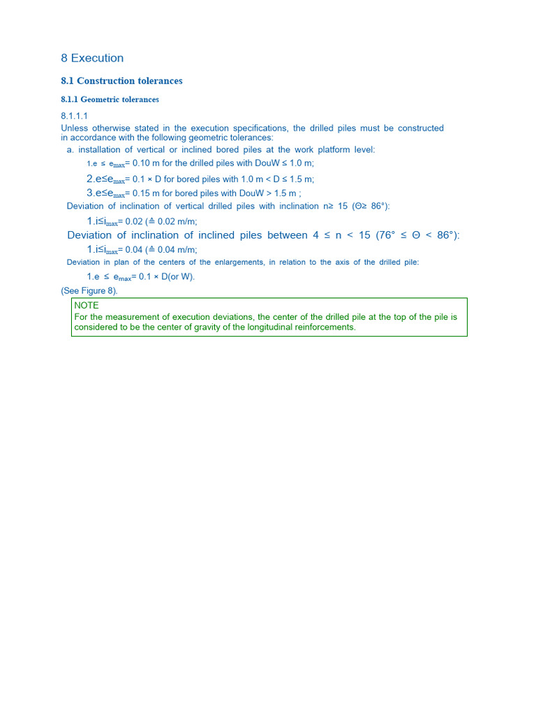 Construction Tolerances for Bored Piles | PDF | Civil Engineering ...