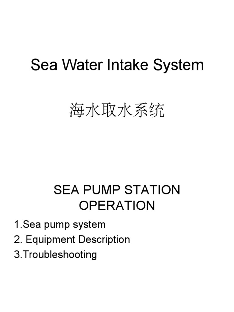 Sea Water Intake System Overview | PDF | Pump | Valve