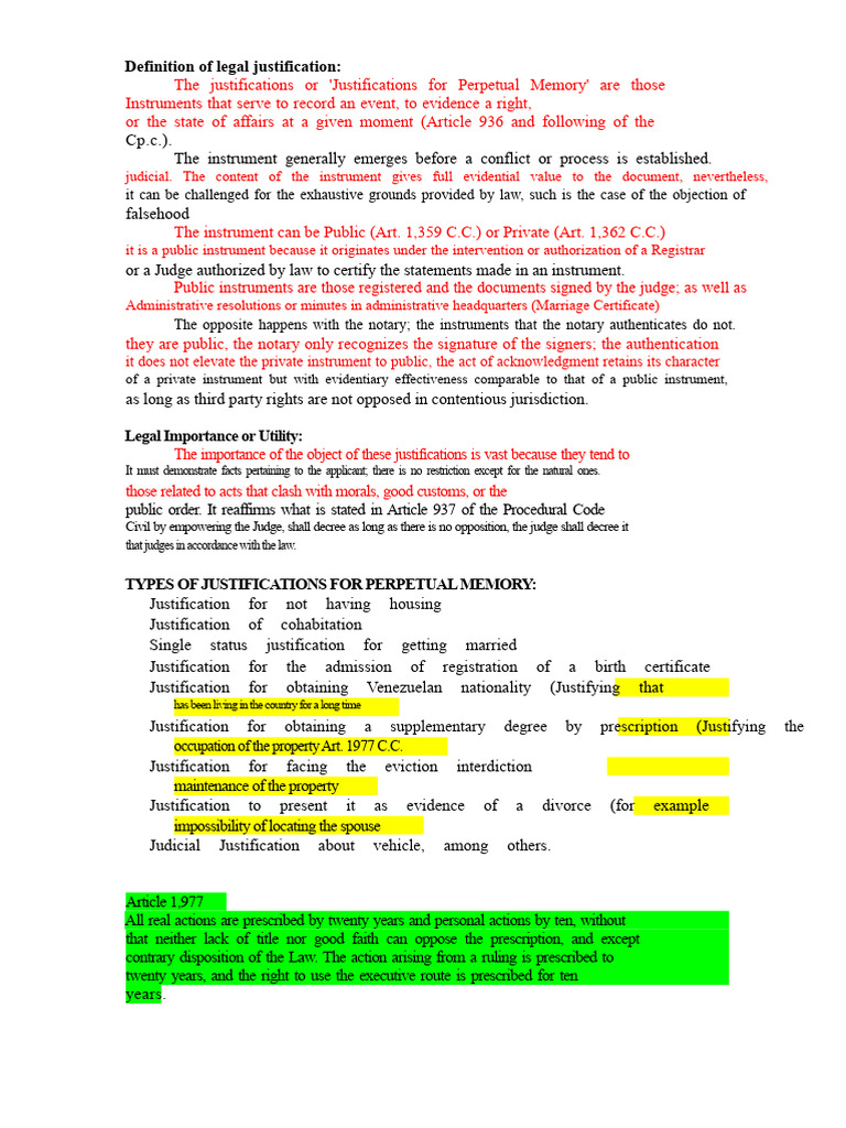Definition of Legal Justification | PDF | Notary Public | Witness