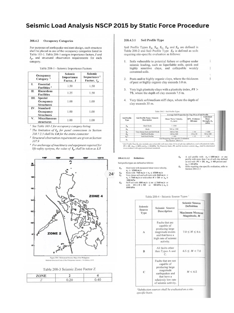 Seismic Load Analysis NSCP 2015 by Static Force Procedure | PDF