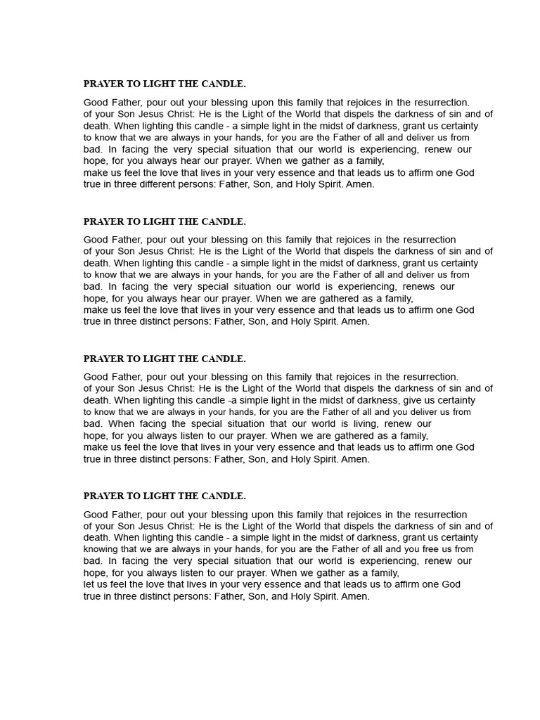 Candle Lighting Prayer for Hope | PDF | God The Father | Trinity