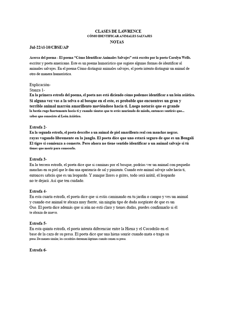 Cómo Identificar Animales Salvajes | PDF | León | Leopardo