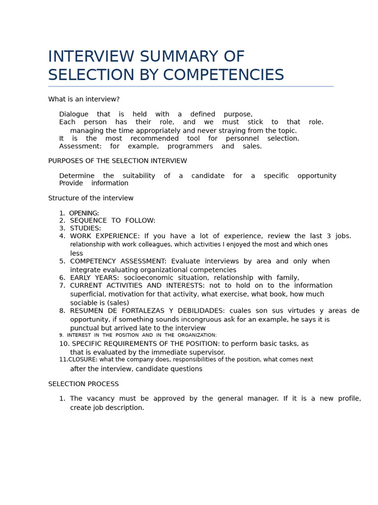 Competency-Based Interview Guide | PDF | Interview | Behavioural Sciences