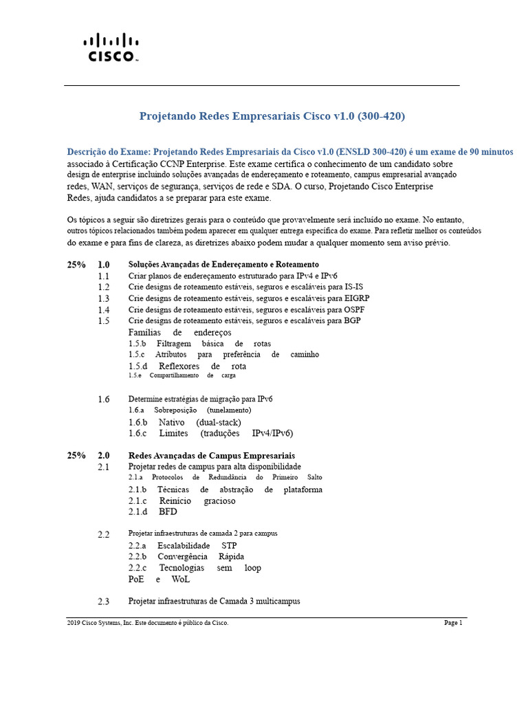 300-420-ENSLD Projetando Redes Empresariais Cisco PDF | PDF | Rede ...