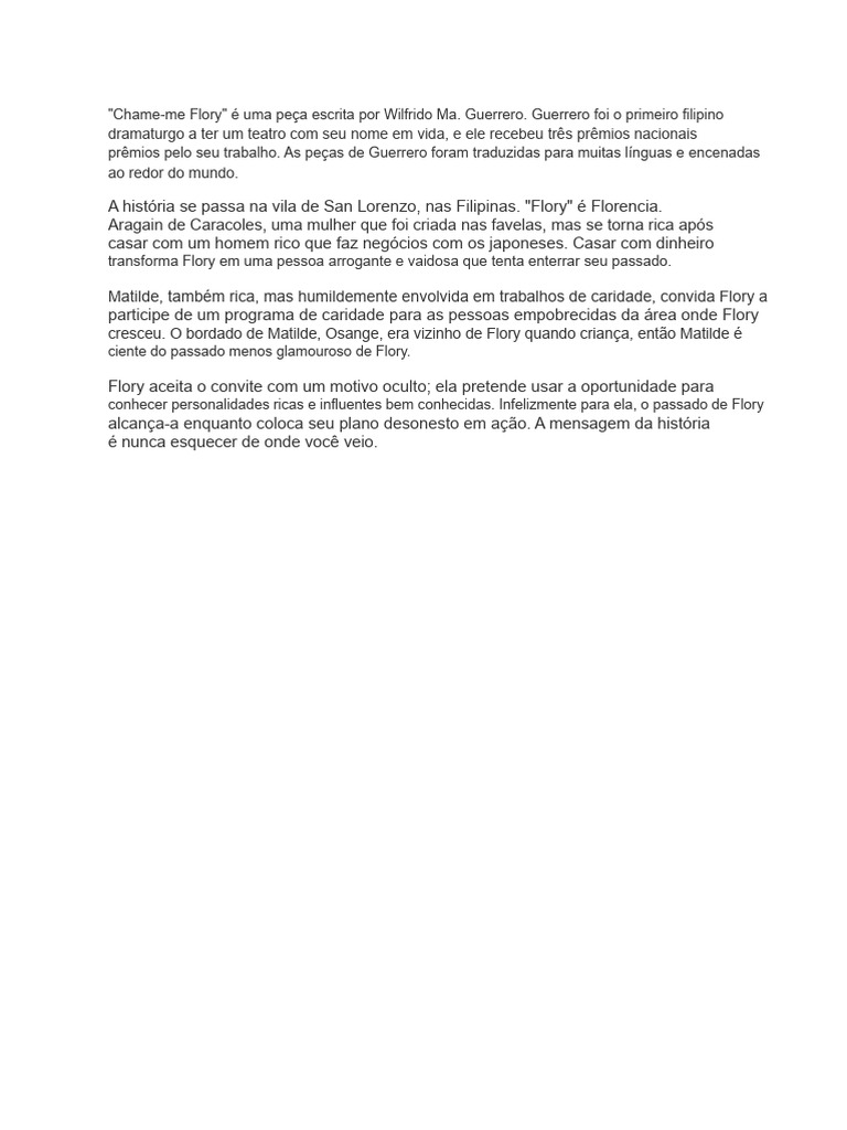 Chame-me Flory.docx | PDF