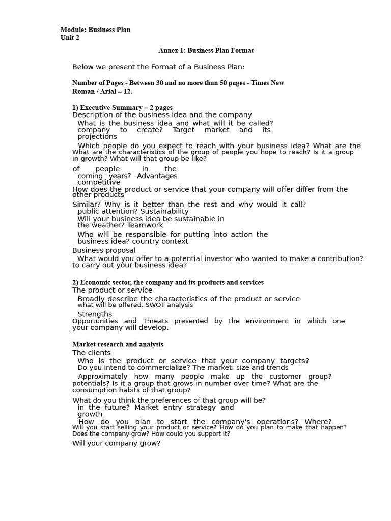 Business Plan Format Guide | PDF | Sales | Marketing Strategy
