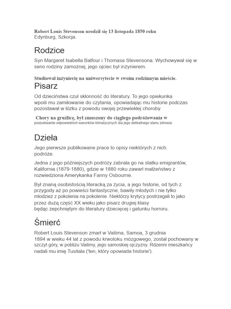 Robert Louis Stevenson | PDF