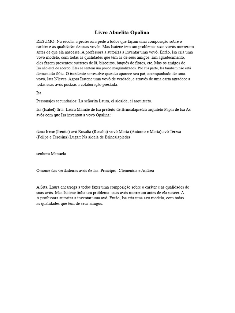 Livro Vovó Opalina | PDF