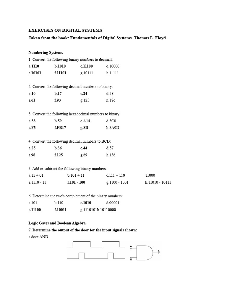 Exercises On Digital Systems | PDF