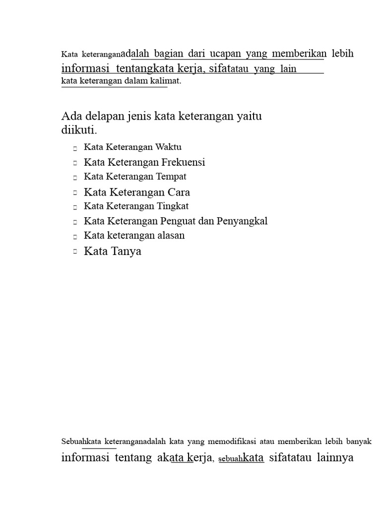 Kata Keterangan Kelas 6 | PDF