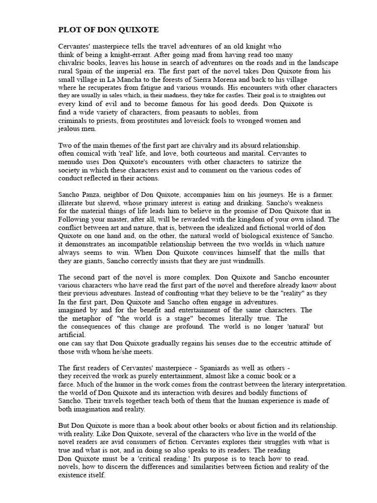 Argument of Don Quixote | PDF | Don Quixote