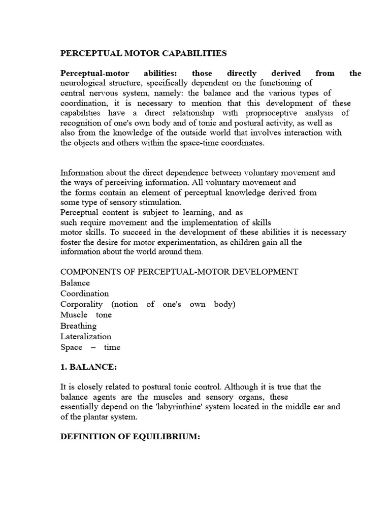 Understanding Perceptual-Motor Skills | PDF | Perception | Balance ...