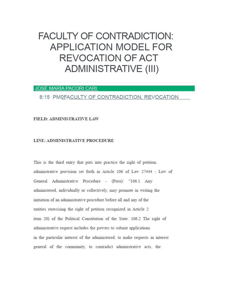 Model Request For Repeal of Administrative Act | PDF | Government ...