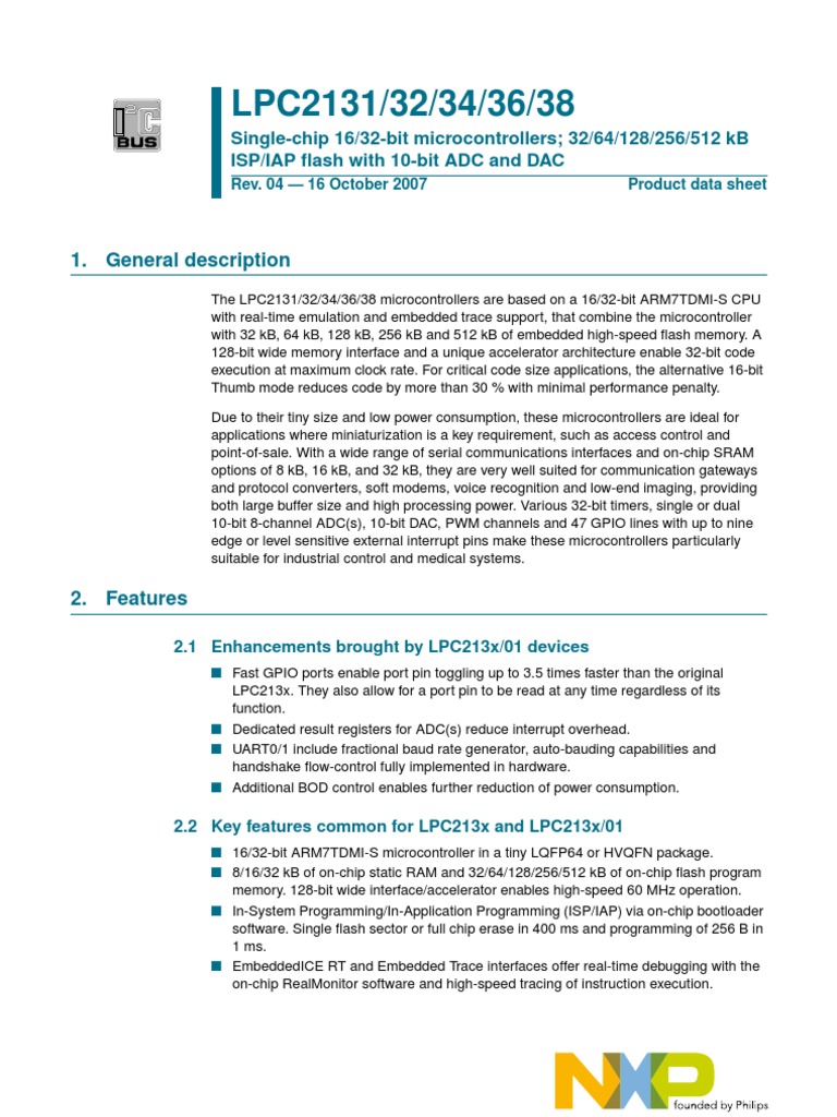 LPC2138 | PDF | Microcontroller | Arm Architecture