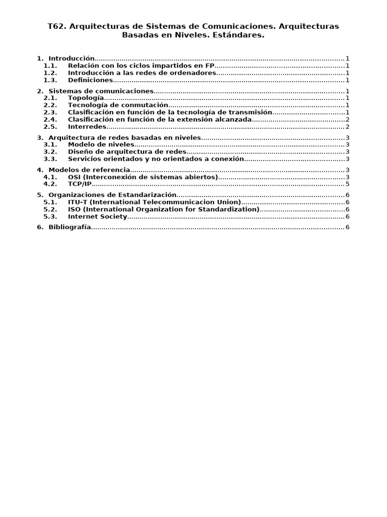 Arquitecturas de Sistemas de Comunicaciones. Arquitecturas Basadas en Niveles. Est Ndares | PDF ...