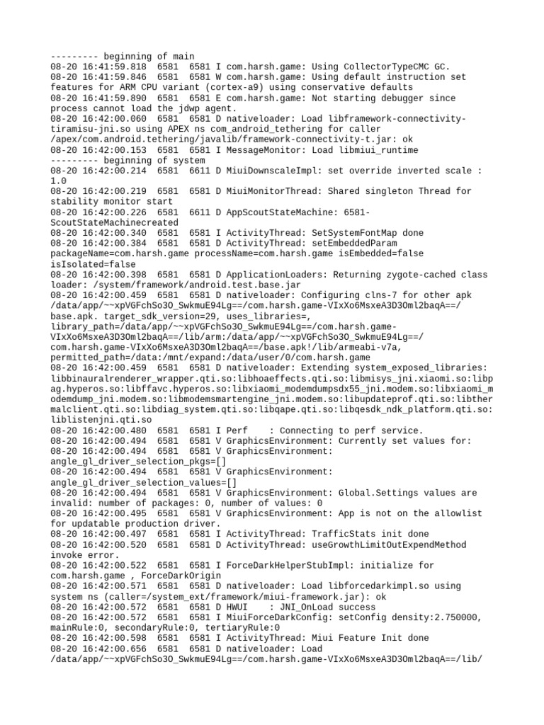 Android Game Debugging Logs Analysis | PDF | Computing | Software