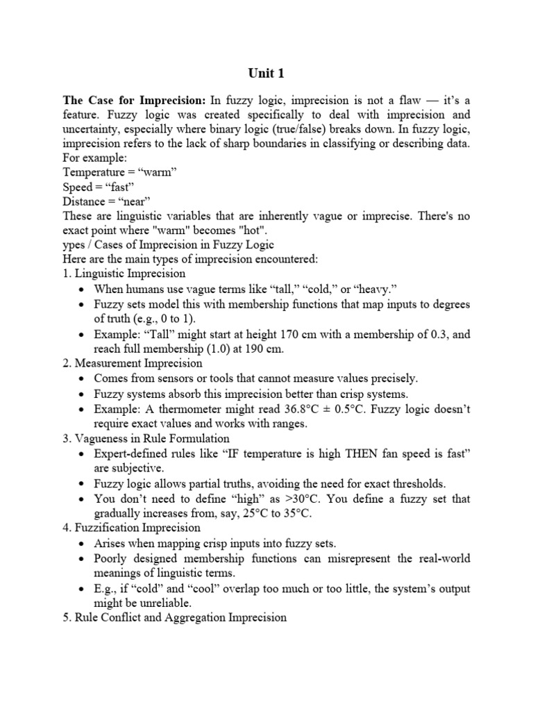 UNIT 1 | PDF | Fuzzy Logic | Uncertainty