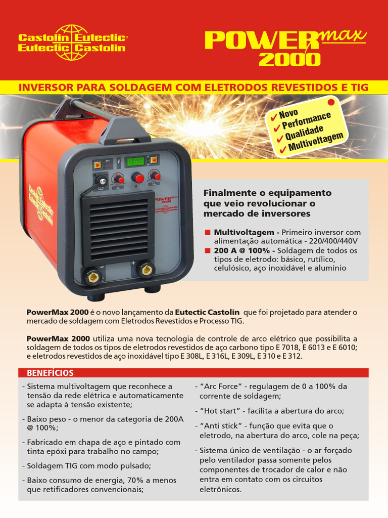 Inversor PowerMax 2000 para Soldagem TIG | PDF | Aço | Eletricidade