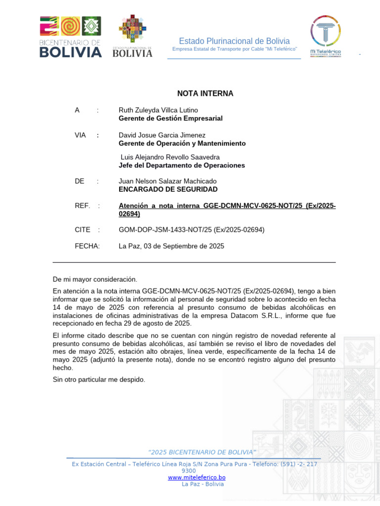 Atencion a Nota Dcmn Mcv 02694 | PDF