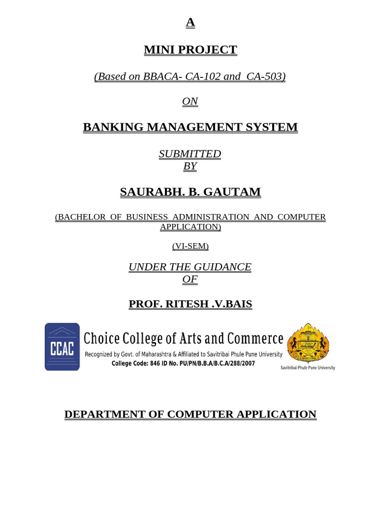 Banking Management System Project Report | PDF | Net Beans ...