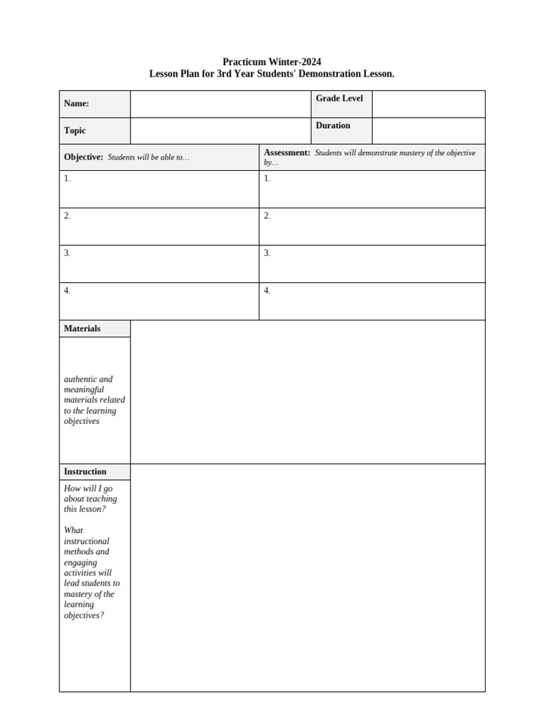 Lesson Plan Templates May 2017 | PDF