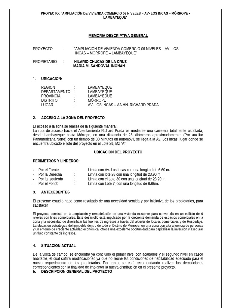 01 Memoria Descriptiva Edificio | PDF | Diseño arquitectonico | Arquitectura