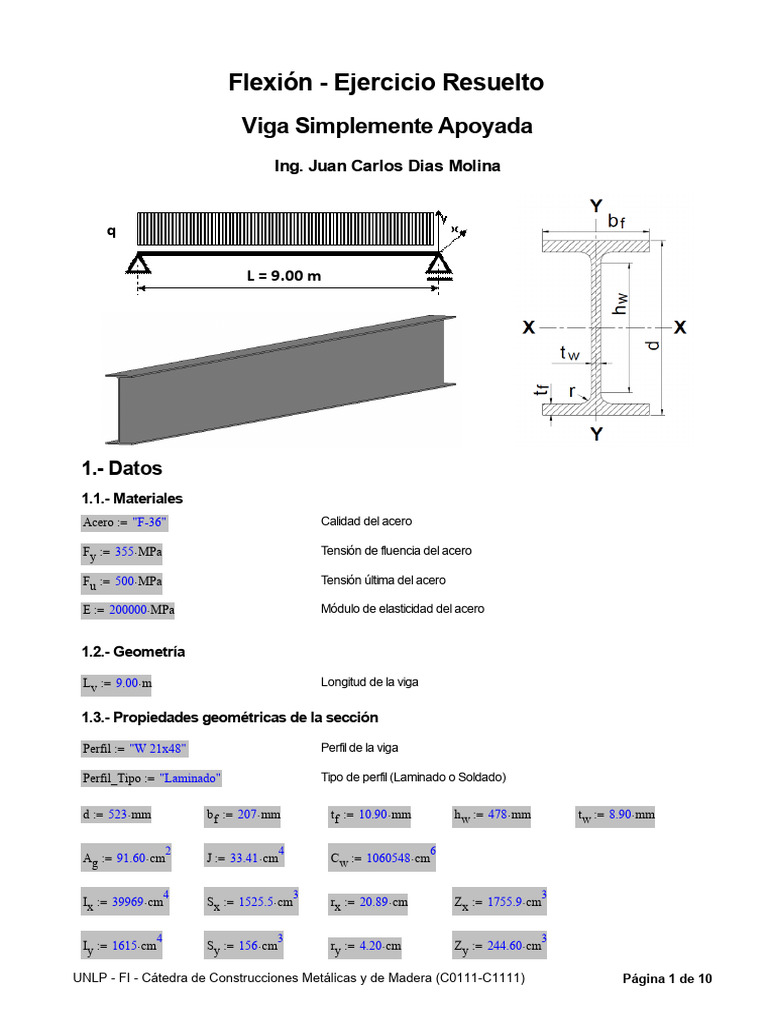 Ejercicio de Flexión en Viga Apoyada | PDF | Viga (Estructura) | Doblar