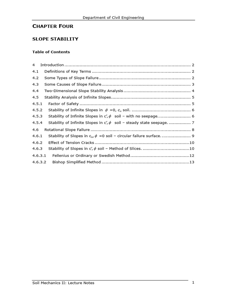 Chapter4-Slope Stability | PDF | Soil Mechanics | Civil Engineering