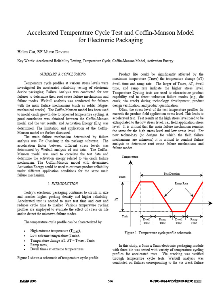 Accelerated Temperature Cycle Test and Coffinmanson Model For El | PDF ...