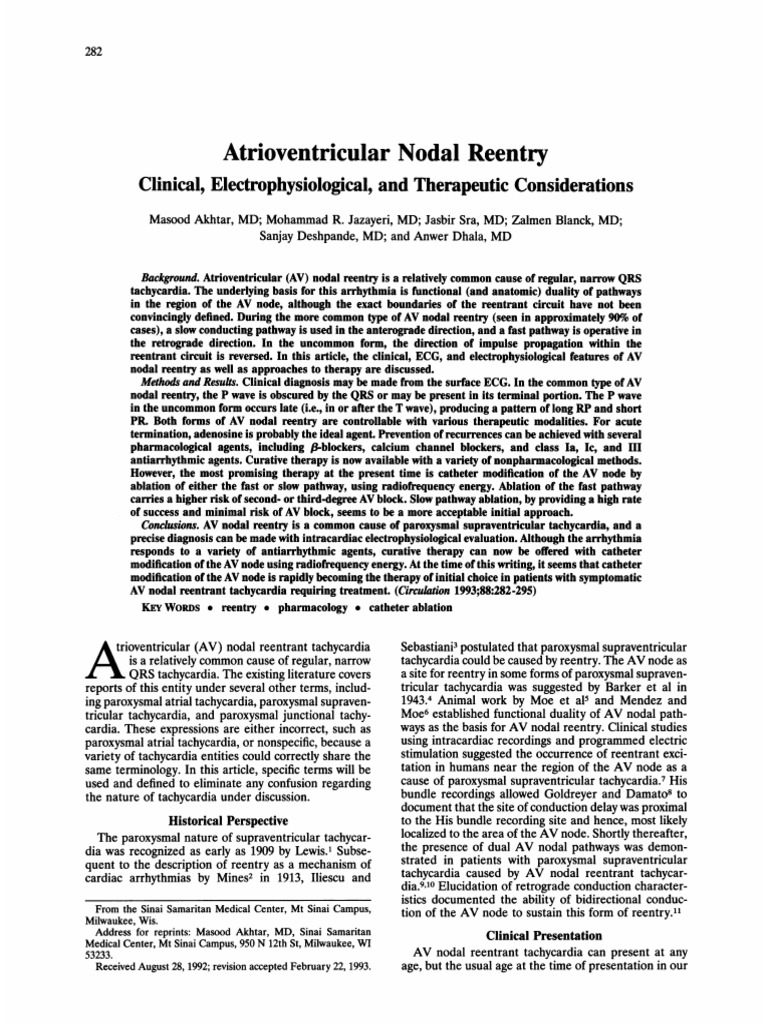 AV Nodal Reentry: Diagnosis and Treatment | PDF | Diseases And ...
