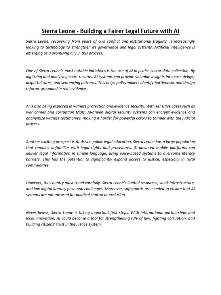 AI Enhancing Sierra Leone's Legal System | PDF