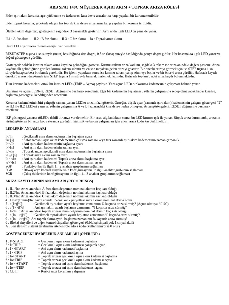 ABB SPAJ140C Talimati | PDF