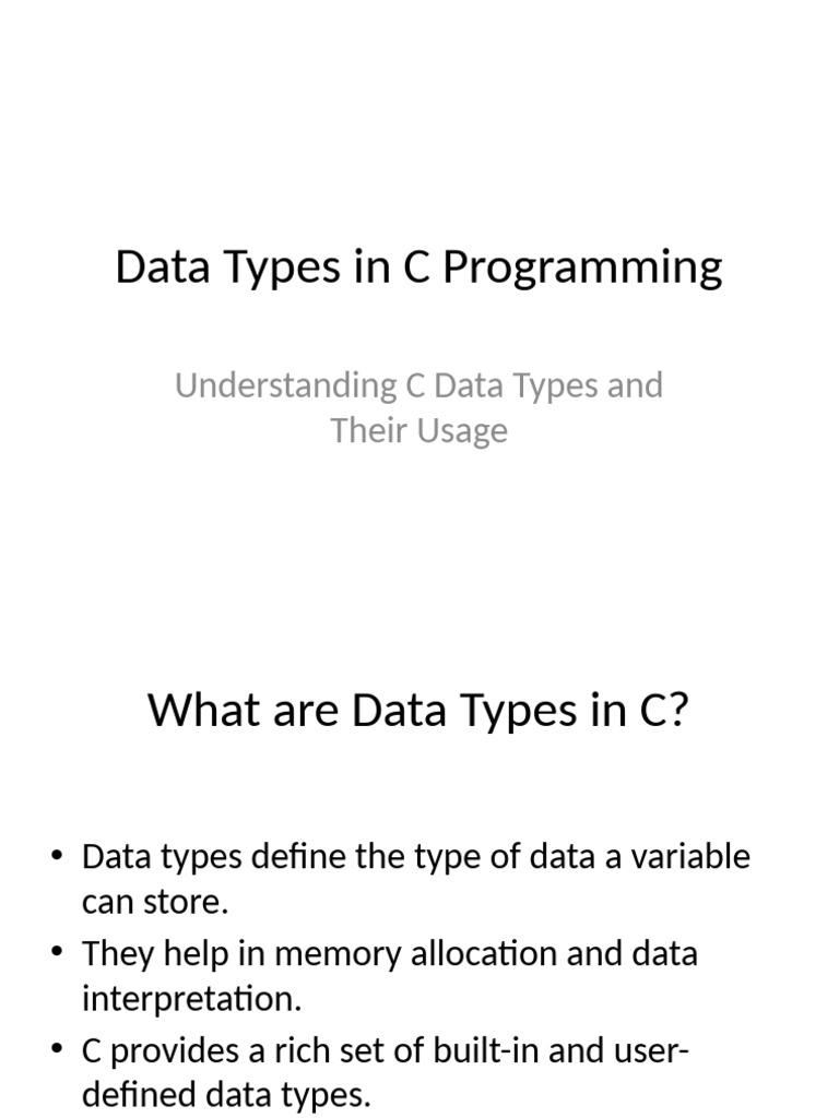 C Programming Data Types Explained | PDF
