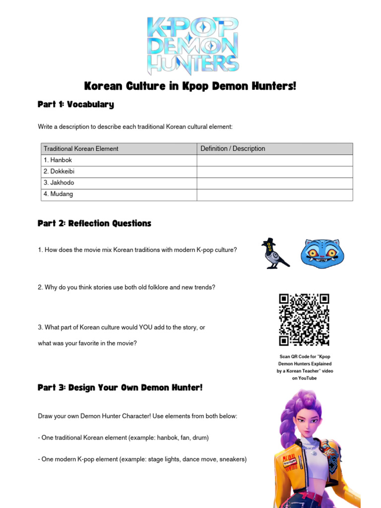 Korean Culture in Kpop Demon Hunters Worksheet (1) .PDF 20250820 144421 ...