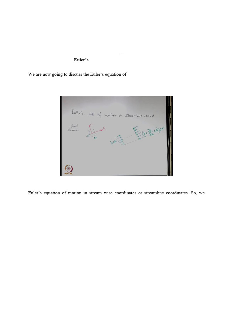 Euler's Equation in Streamline Coordinates | PDF | Tangent | Curvature